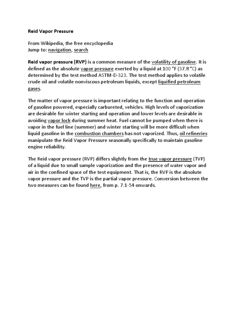 Reid Vapor Pressure.docx | Pressure | Gasoline