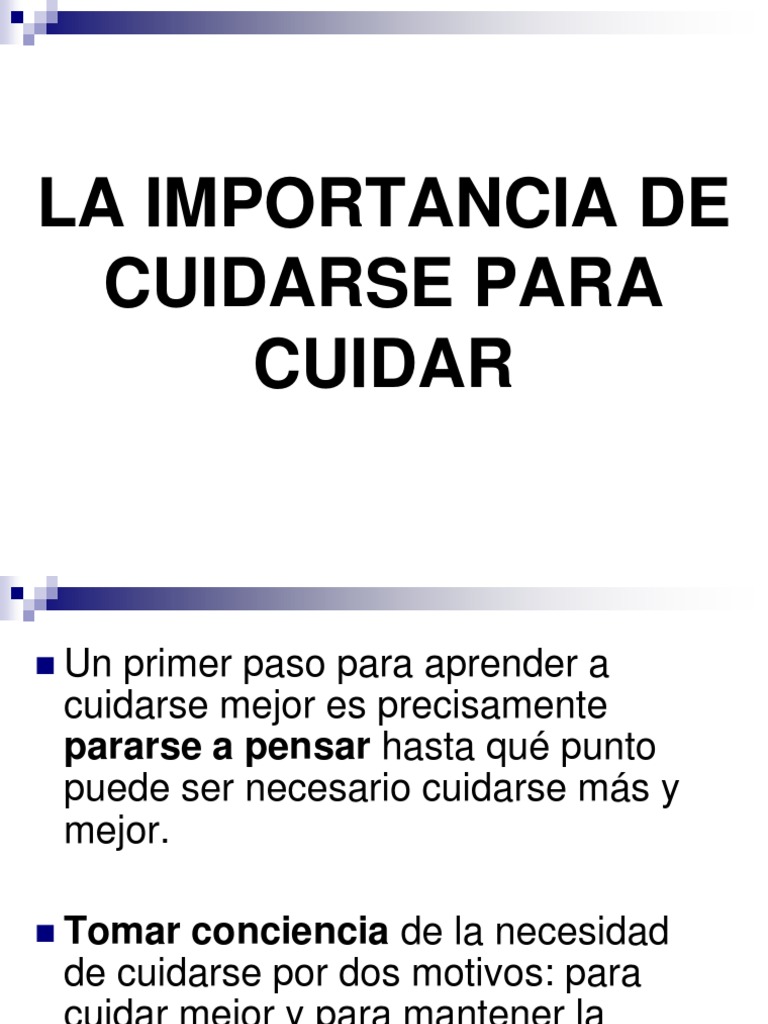 La Importancia de Cuidarse para Cuidar | PDF | Ejercicio físico ...