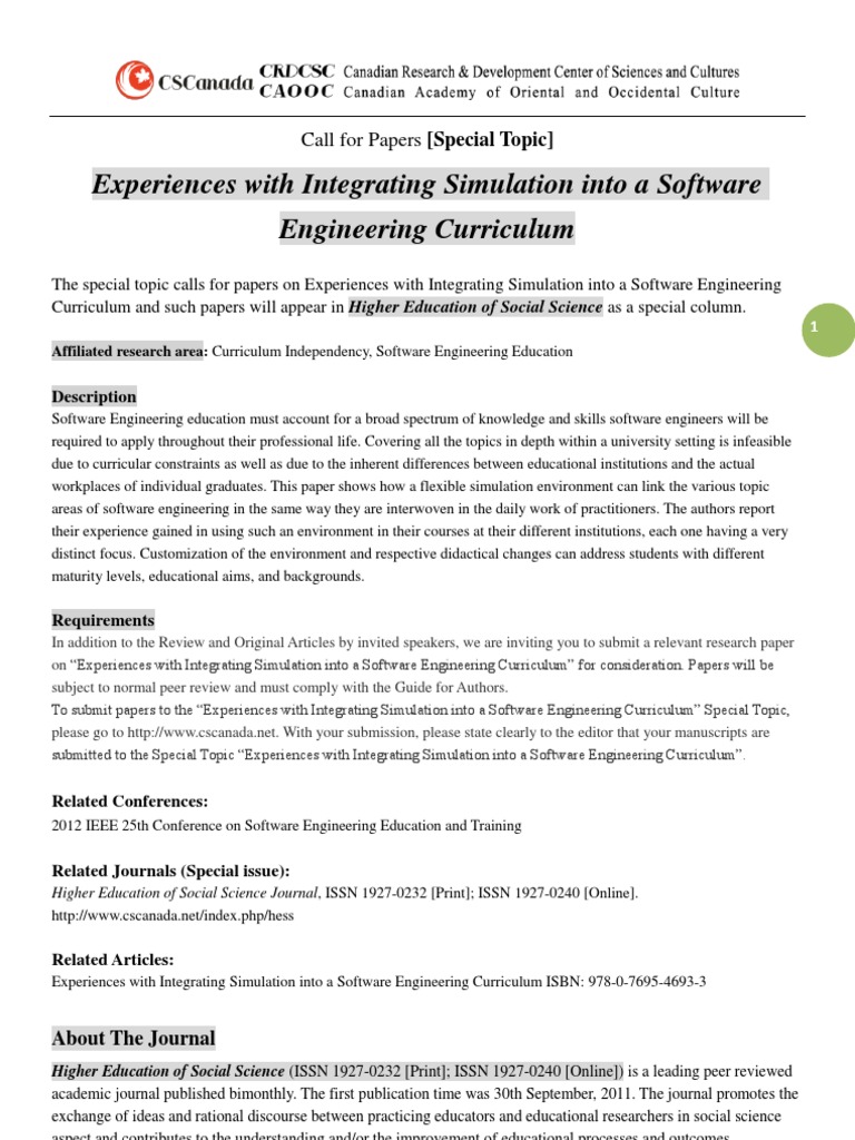 HESS Special Topic-Experiences With Integrating Simulation Into A ...