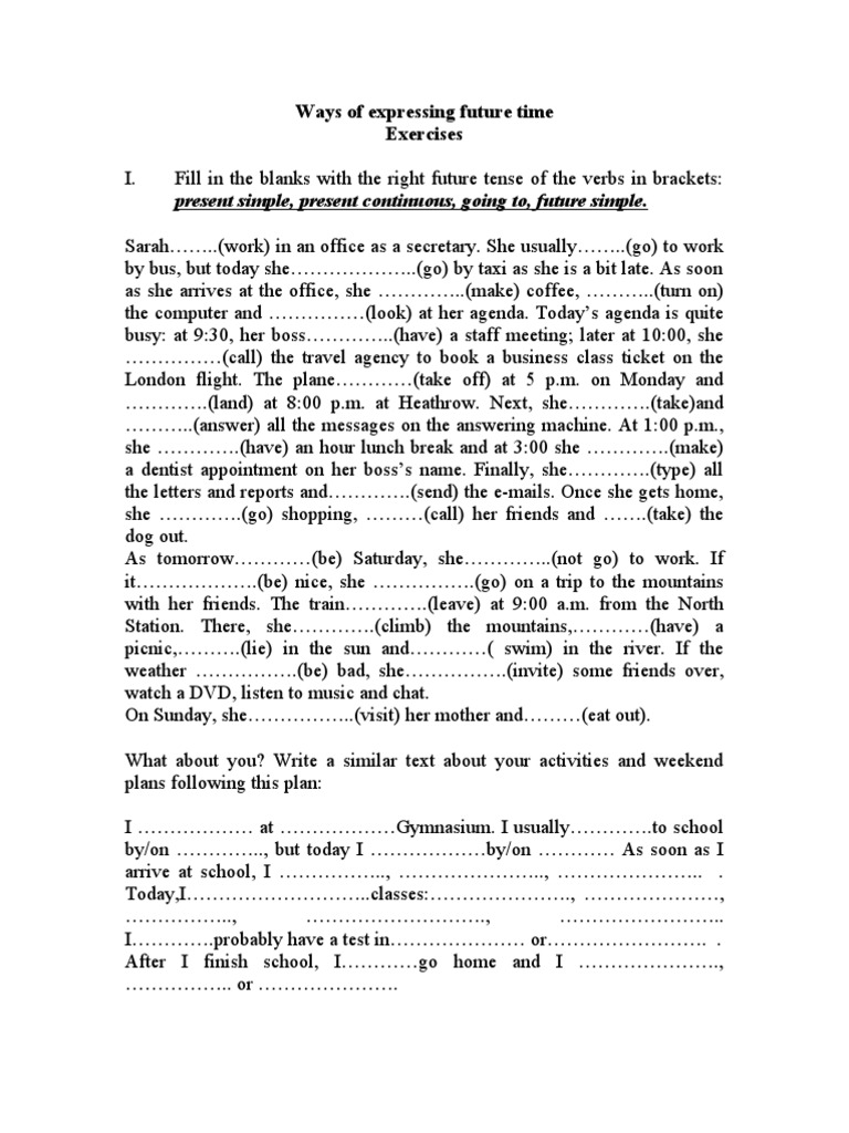 Future Tense Exercises for Students | PDF | Art