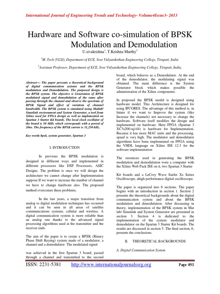 Hardware and Software Co-Simulation of BPSK Modulation and Demodulation ...