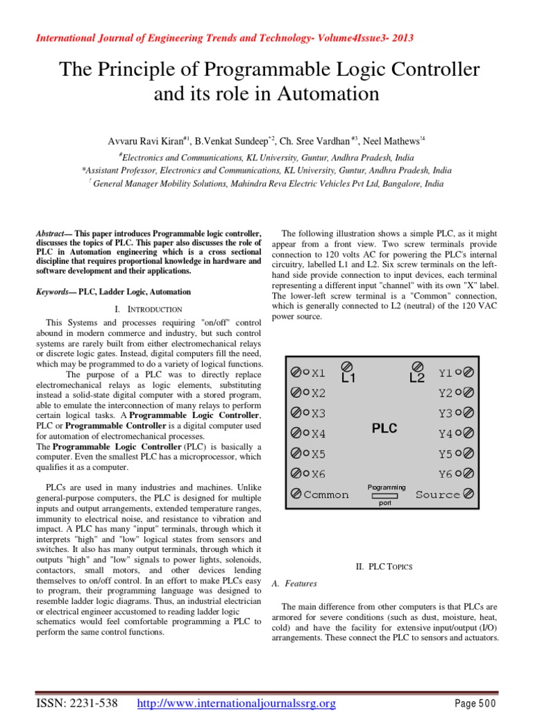 The Principle of Programmable Logic Controller and Its Role in Automation | PDF