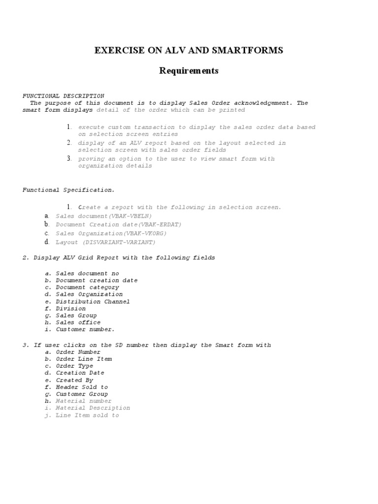 Sap Exercise On Smartforms Pdf Computer Programming Software Engineering 