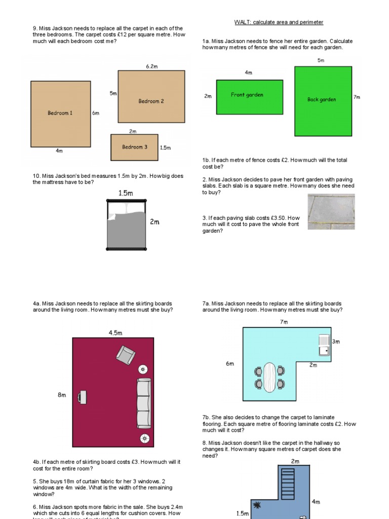 Area and Perimeter Around the House | Flooring | Bed