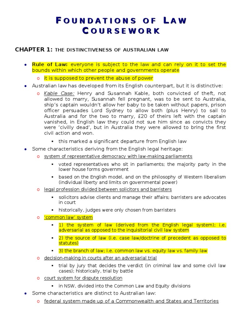 Foundations of Australian Law: An Examination of the Distinctive ...