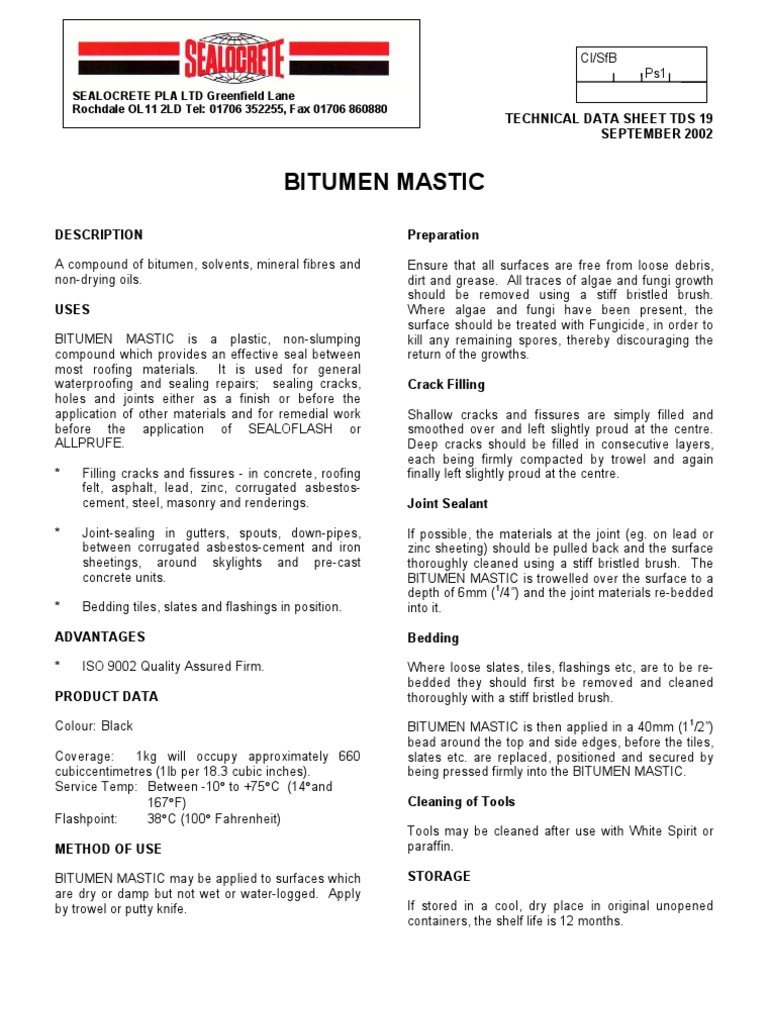 Bitumen Mastic | PDF | Asphalt | Building Engineering