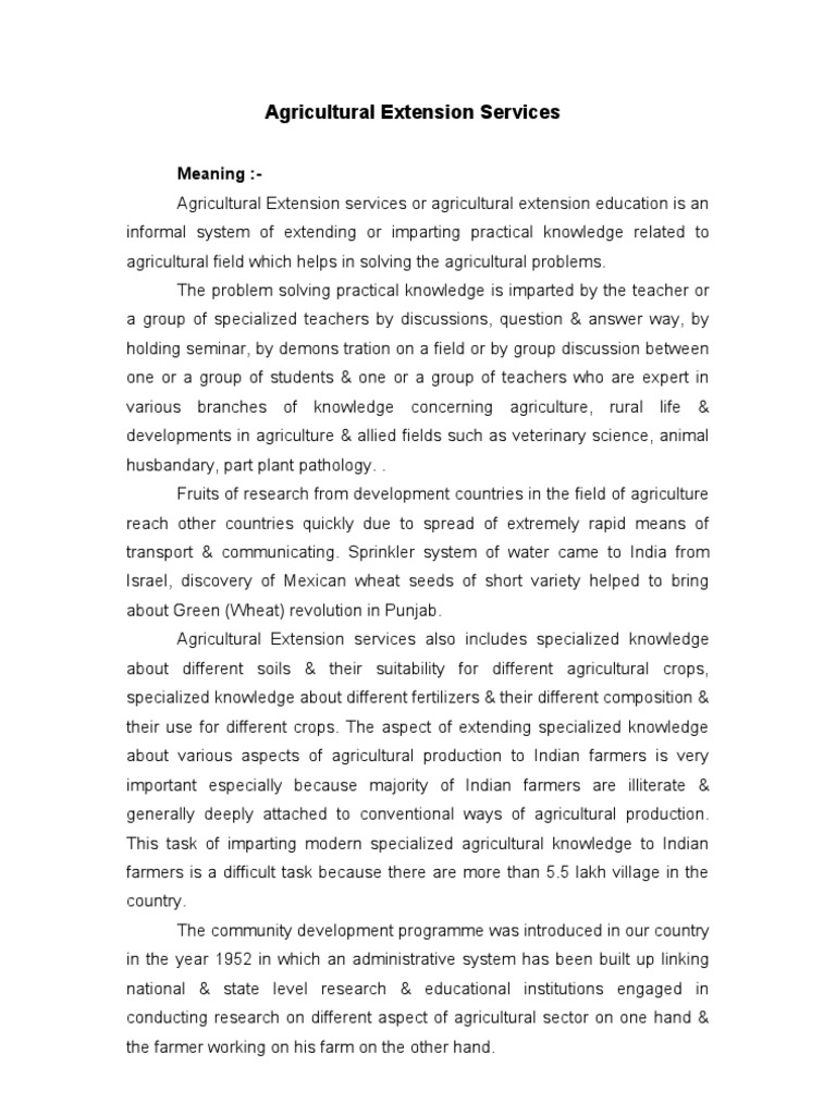 Extension Notes | PDF | Agriculture | Farmer