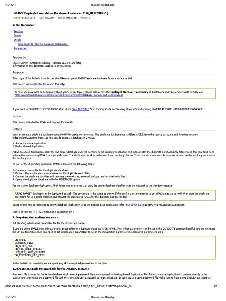 Active Cloning Using R Man | PDF | Oracle Database | Databases