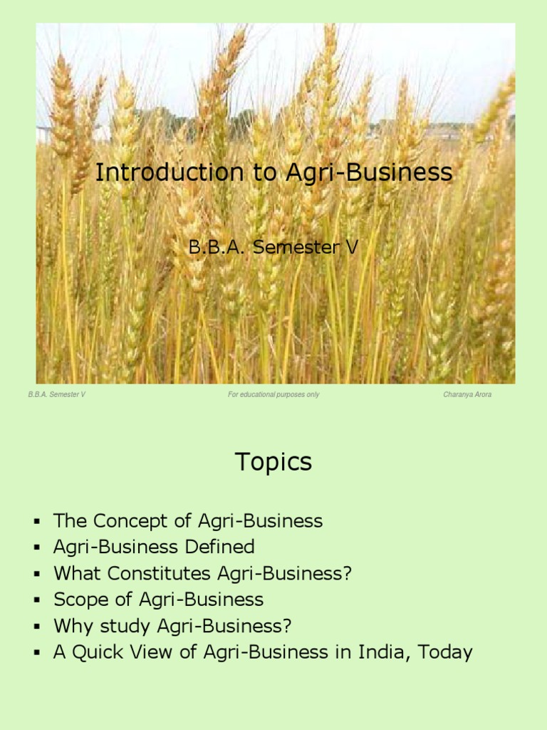 Introduction to Agri-Business Concepts | PDF | Sugarcane | Fertilizer