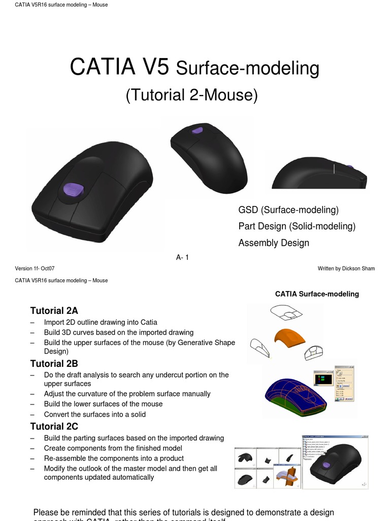 CATIA V5 Mouse Modeling Tutorial | PDF | Computers