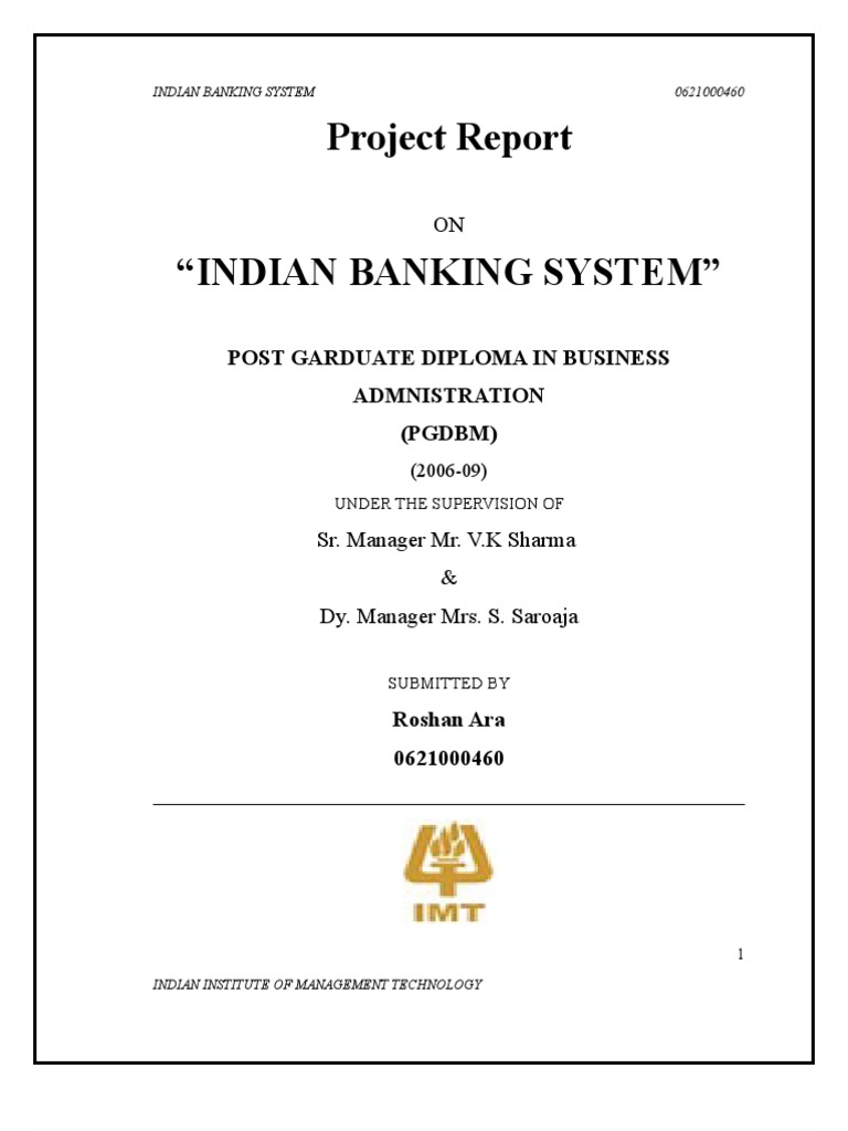 Project Report On Indian Banking System | PDF | Loans | Reserve Bank Of ...