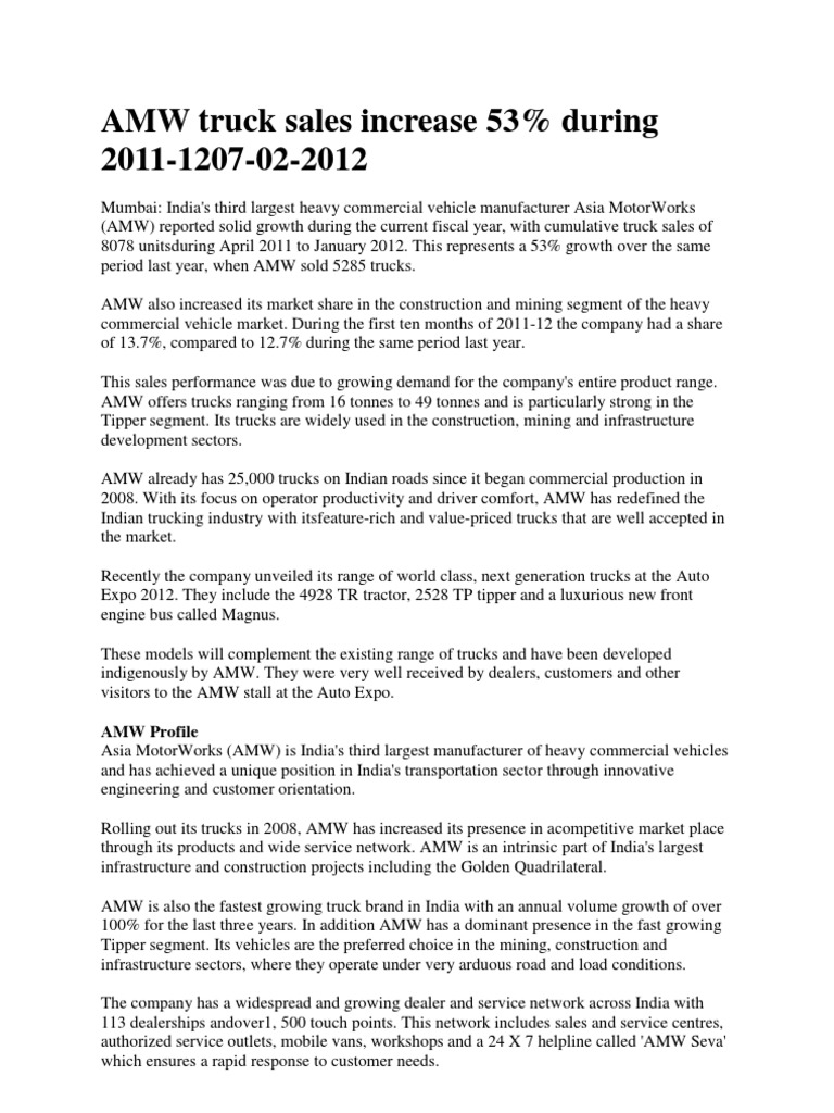 Amw | PDF | Truck | Vehicles