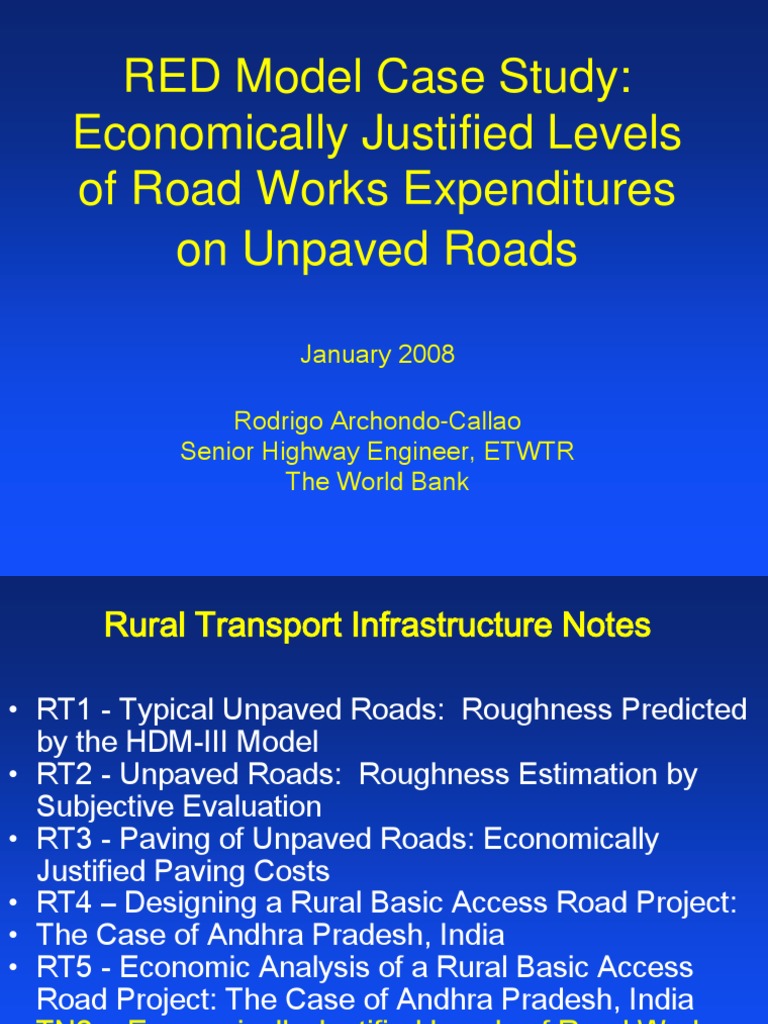 RED Model Case Study: Economically Justified Levels of Road Works ...