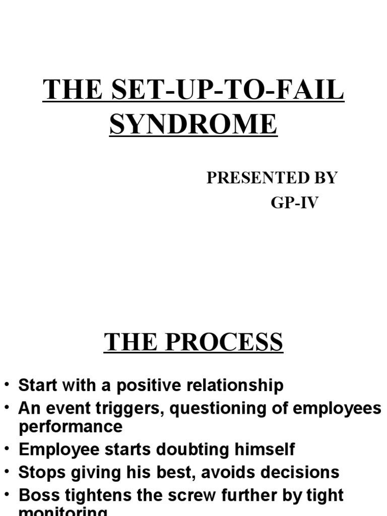 The Set-Up-To-Fail Syndrome | PDF | Employment | Behavior