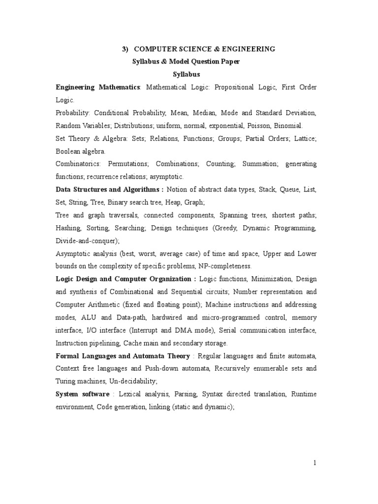 PGCET Computer Science Syllabus & Questions | PDF | Computer Network ...