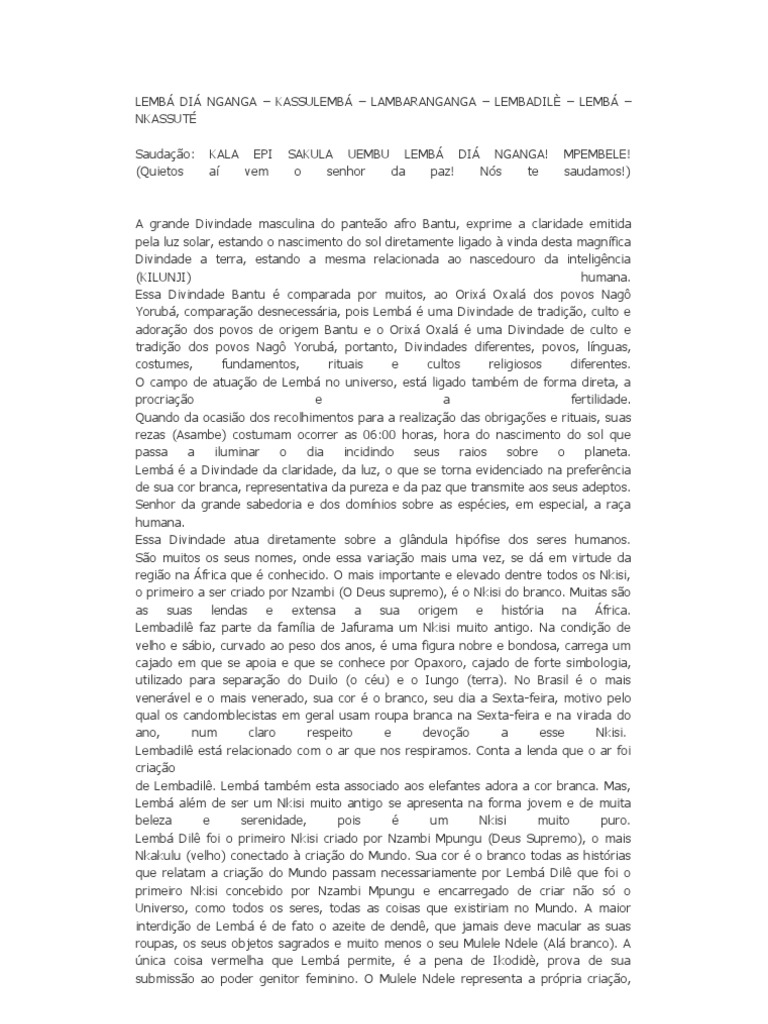 Lembá: Divindade e Significado Bantu | PDF | Deus | Gênesis (livro)