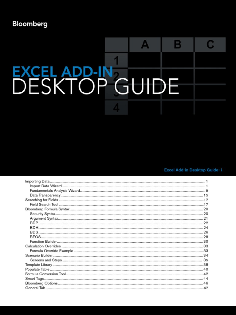 Bloomberg Excel | Microsoft Excel | Tab (Gui)