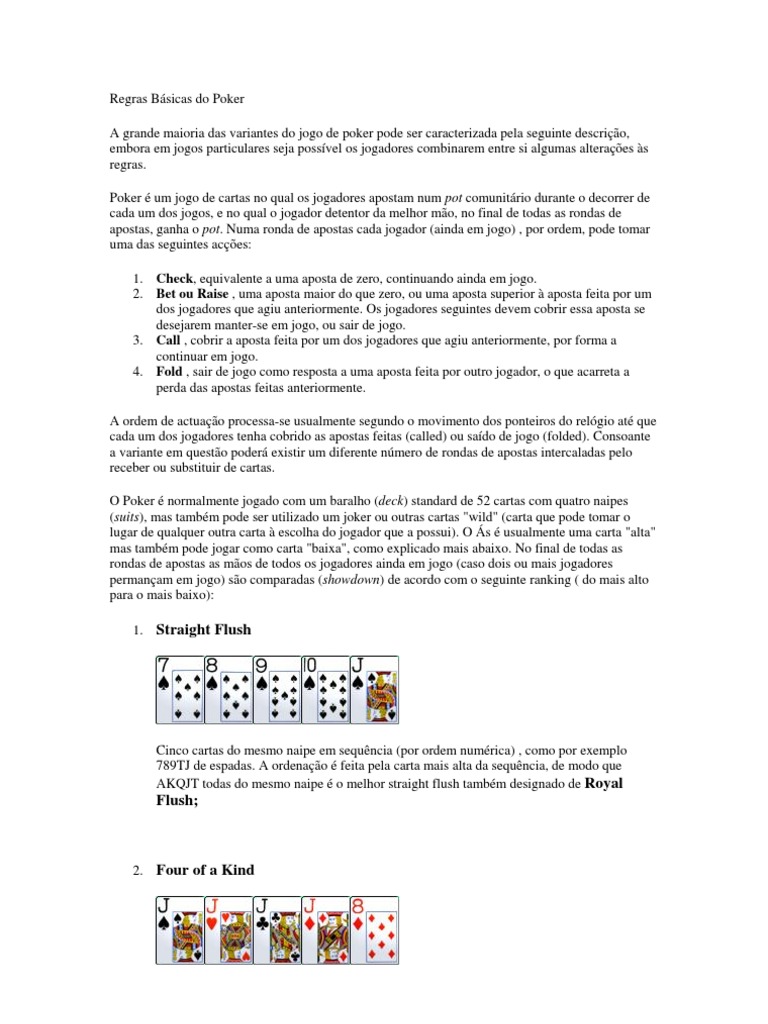 Regras Basicas Do Poker - Poquer | PDF | Pôquer | Coisas efêmeras