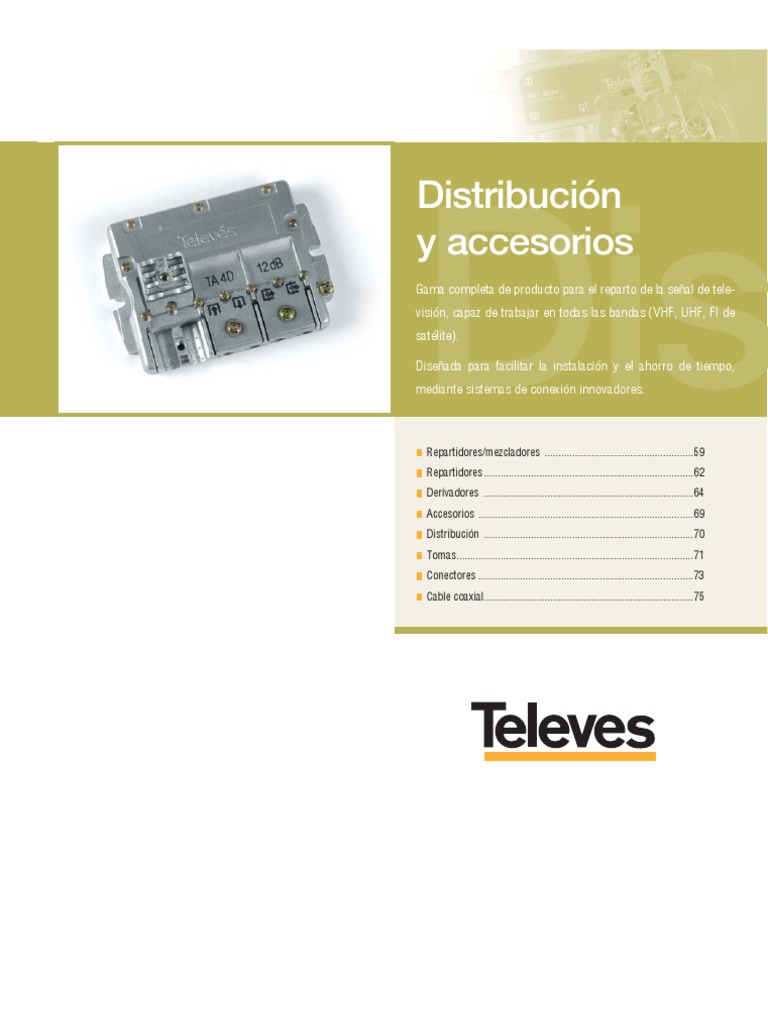 Repartidores y Derivadores Televes | PDF | Ingenieria Eléctrica ...