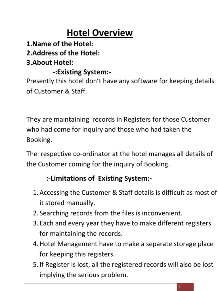 Hotel Project Documentation | PDF | Databases | Software Engineering
