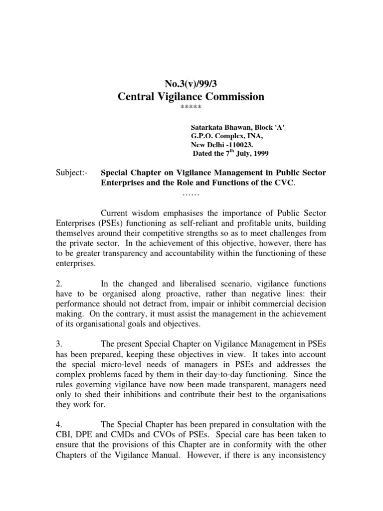 Central Vigilance Commission | PDF | Government | Justice