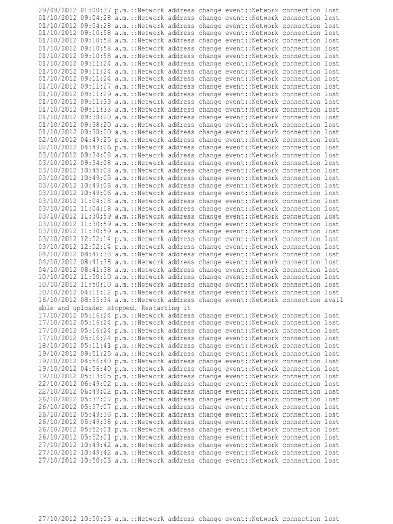 Network address log documenting changes, events and connections | PDF ...