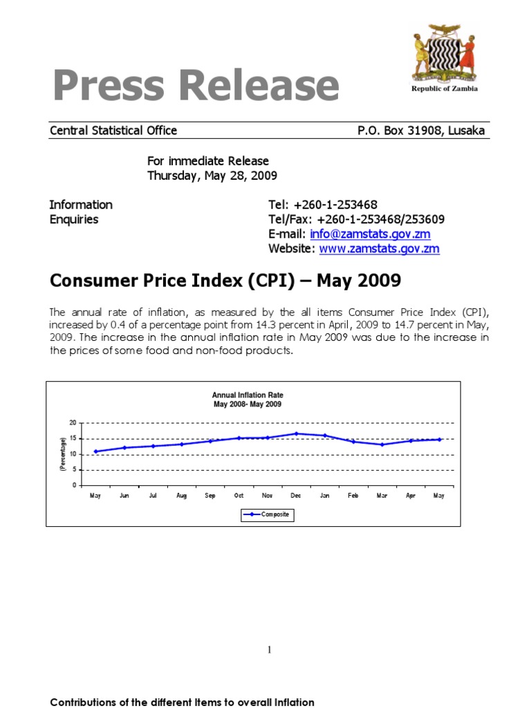 CSO May 2009 CPI Press Release | PDF | Consumer Price Index | Meal