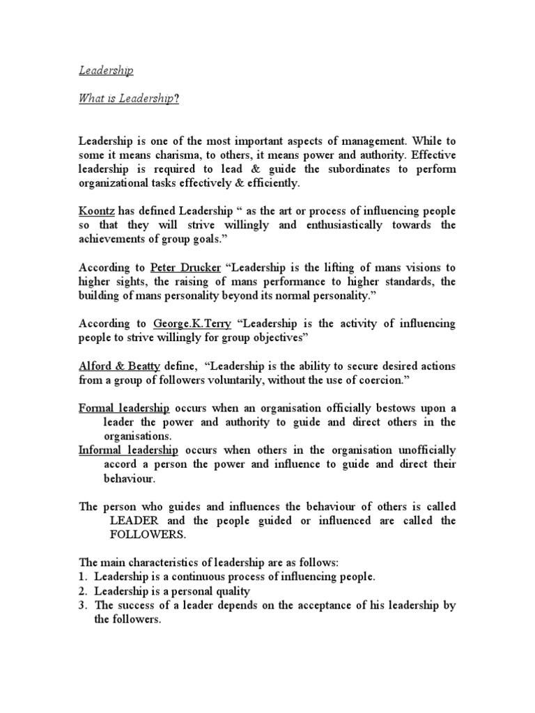 Leadership What Is Leadership ? | PDF | Leadership | Power (Social And ...