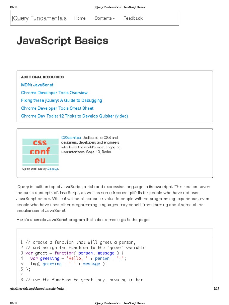 Javascript Basics: Jquery Fundamentals Jquery Fundamentals | PDF ...