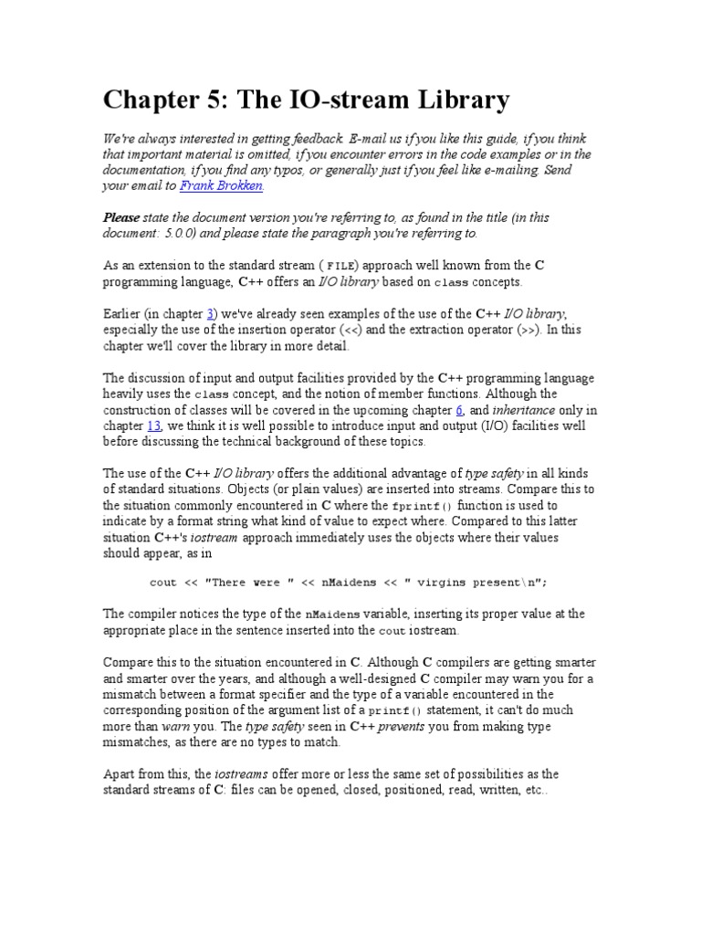 11 The IO-Stream Library | Download Free PDF | C++ | C (Programming ...