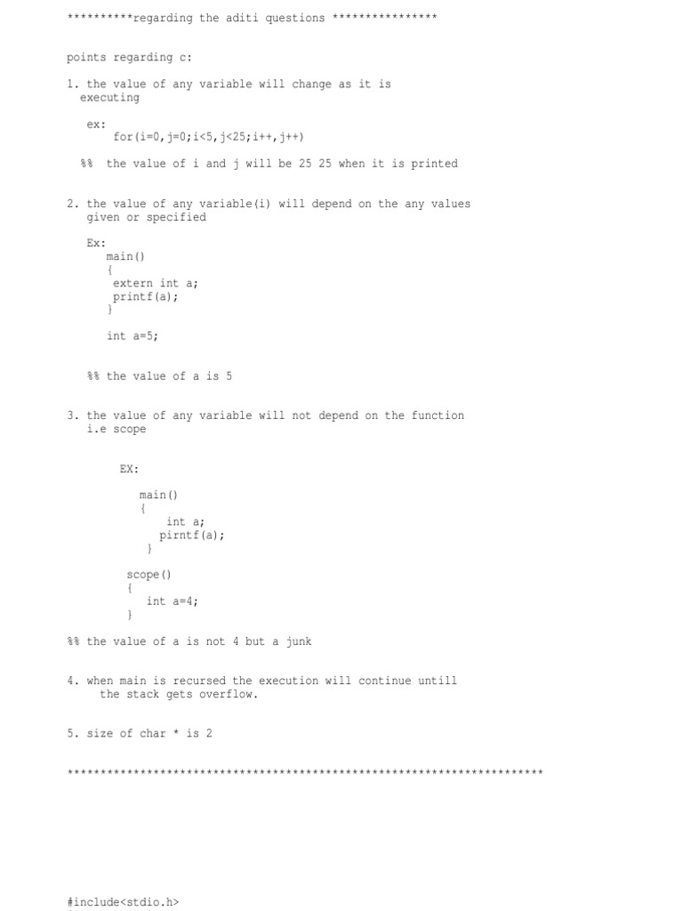 All C Questions Output The Following | Download Free PDF | C ...