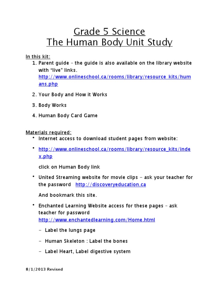 Grade 5 Human Body Study Kit | PDF | Circulatory System | Human Body