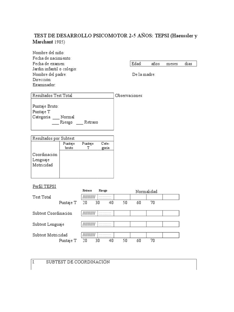 Protocolo Test TEPSI