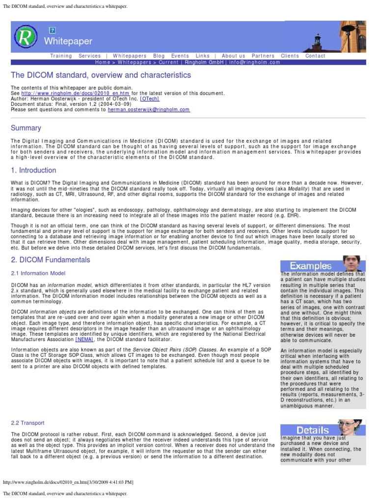 35-The DICOM Standard, Overview and Characteristics - A Whitepaper ...