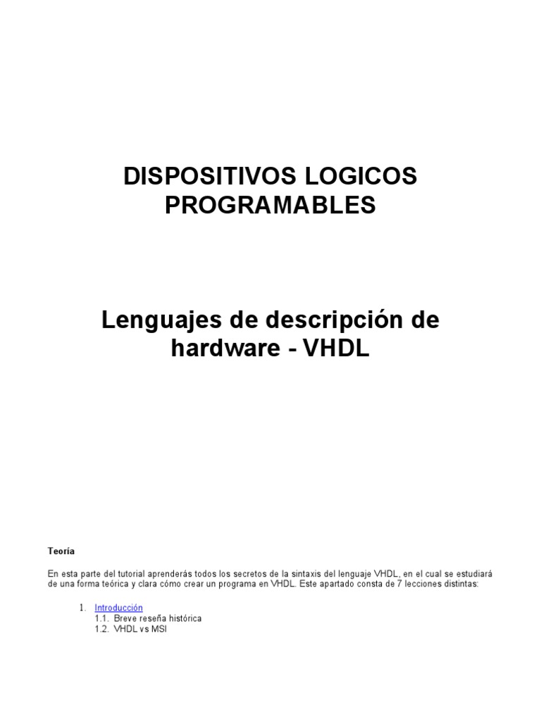 Curso VHDL | PDF | Vhdl | Lenguaje de programación