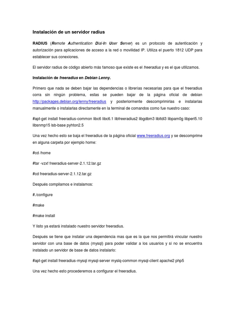 Manual Freeradius | PDF | Radio | SQL