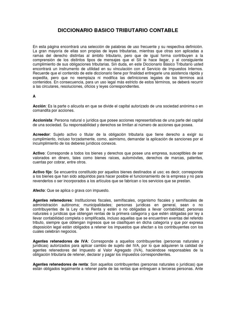Diccionario Basico Tributario Contable | PDF | Impuestos | Contabilidad