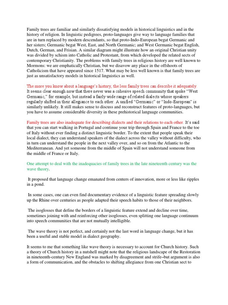 Wave Theory of linguistic change | English Language | Grammatical Gender