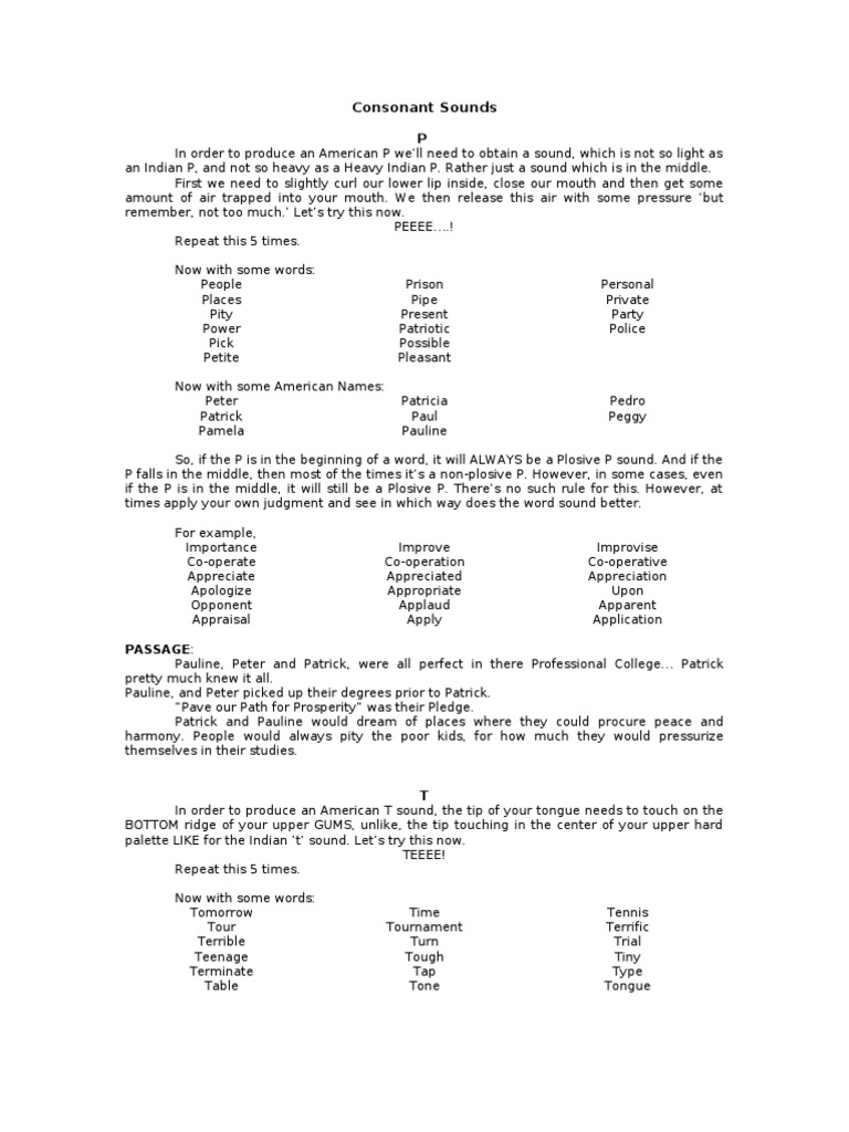 Consonant Sounds P: Passage | PDF | Nature