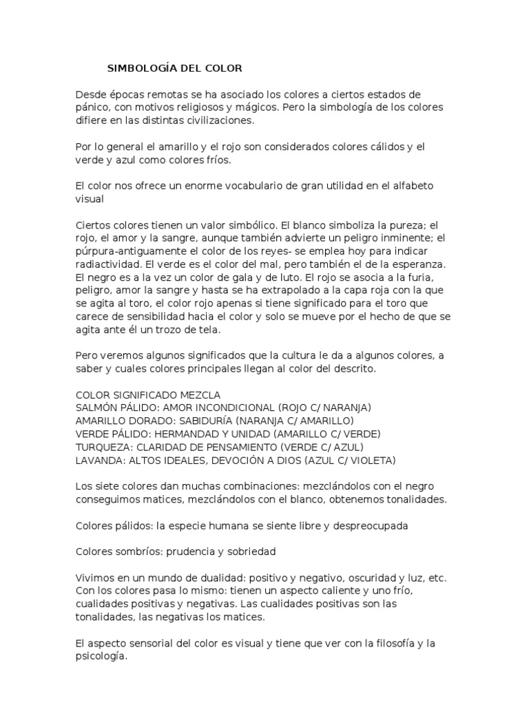 Simbología Del Color | PDF | Color | Azul