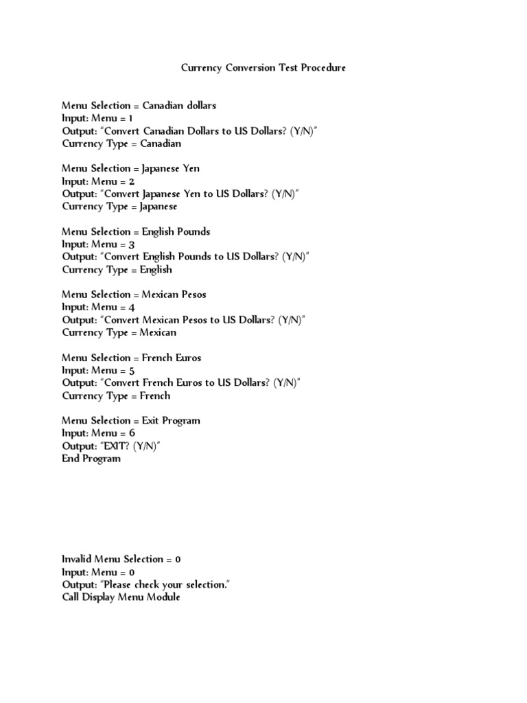 Currency Conversion Test Guide | PDF