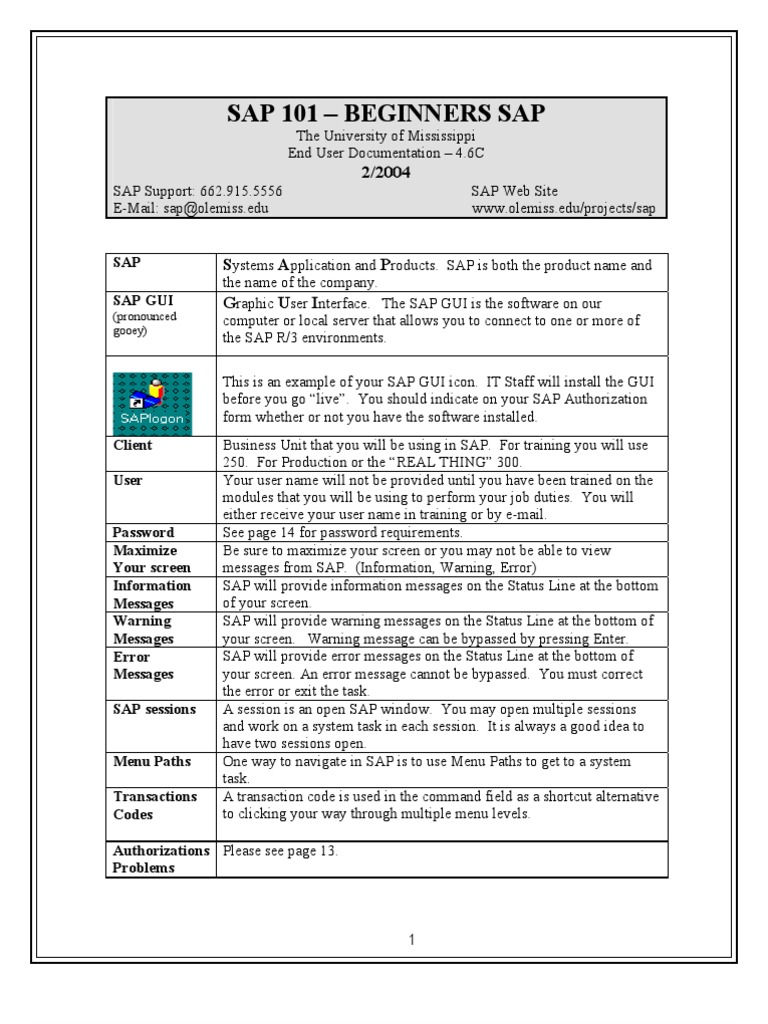 SAP 101 - Beginners SAP | PDF | Menu (Computing) | Graphical User ...