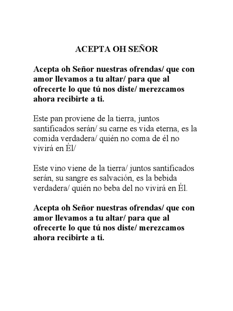 Acepta Señor Nuestras Ofrendas | PDF