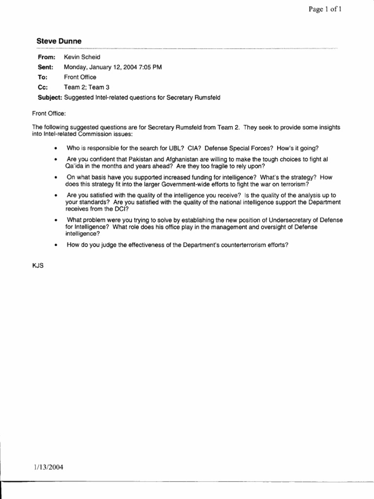 Steve Dunne: From: Kevin Scheid Sent: Monday, January 12, 2004 7:05 PM ...