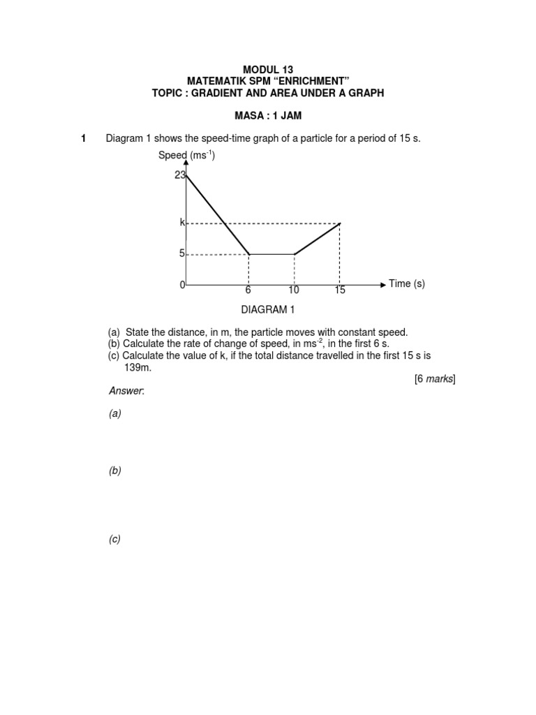 MODULE 13 - Gradient and Area Under A Graph | PDF | Speed | Velocity
