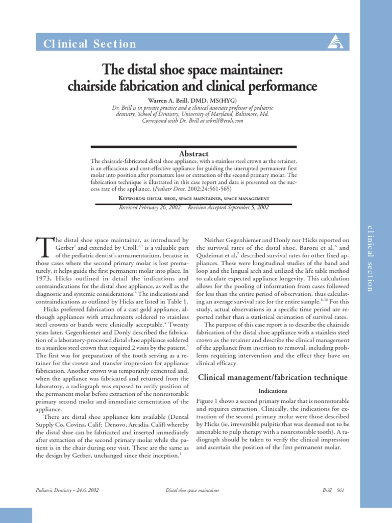 Distal Shoes Space Maintainer | PDF | Dentistry | Mouth