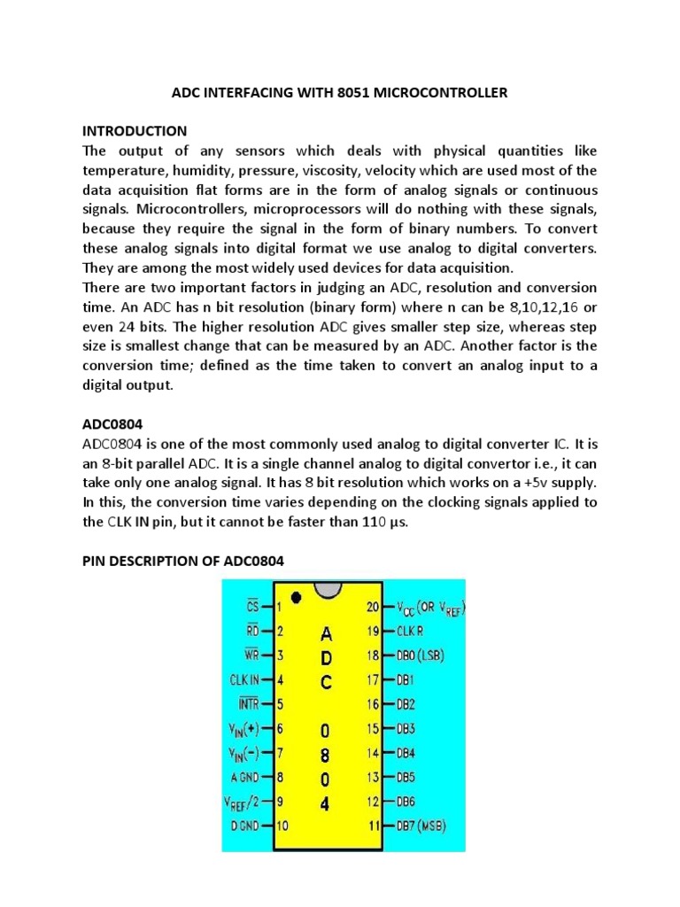 ADC Interfacing with 8051 for Data Acquisition | PDF | Analog To ...