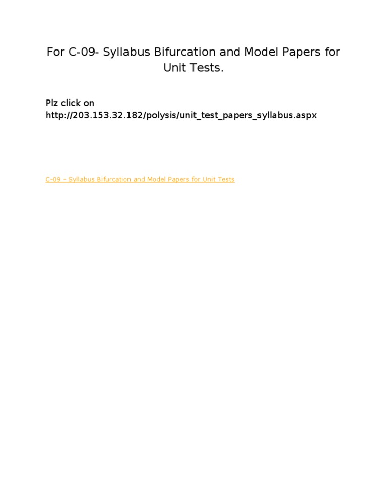 For C-09-Syllabus Bifurcation and Model Papers For Unit Tests | PDF ...