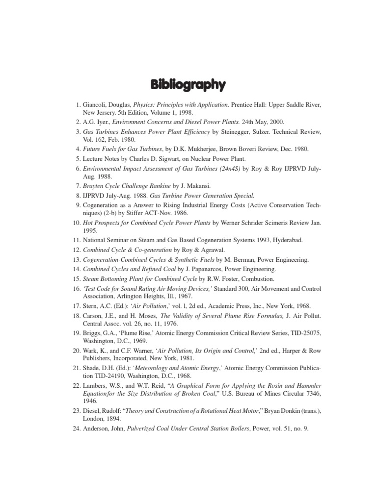 Power Plant Engineering Bibliography | PDF | Nuclear Power | Power Station