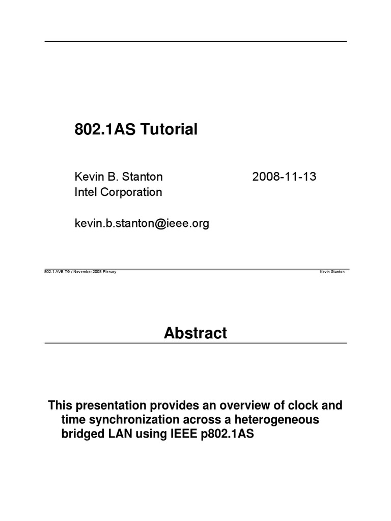 802 1as Overview | PDF | Telecommunications | Internet Architecture